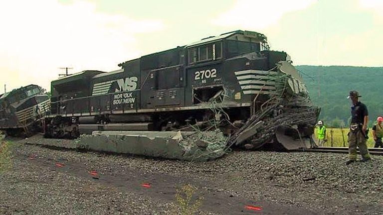 NS train derails after collision with truck in Pennsylvania | Trains ...