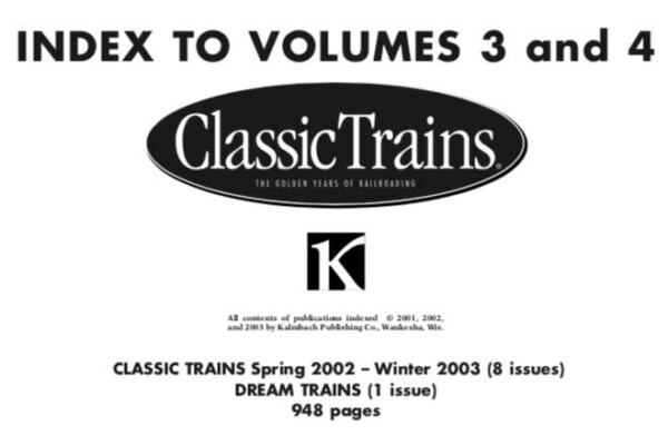 Classic Trains Index 2002-2003 - Trains