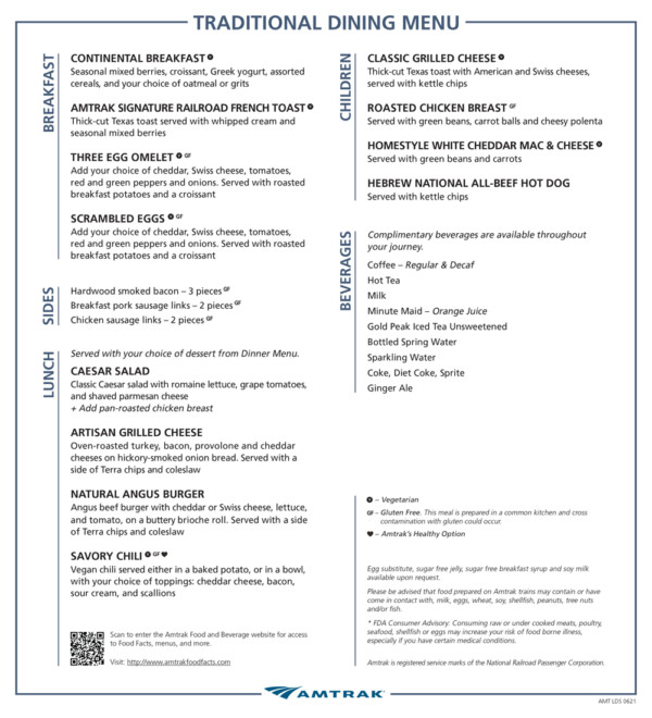 Amtrak to restore full meal service on western long-distance trains ...