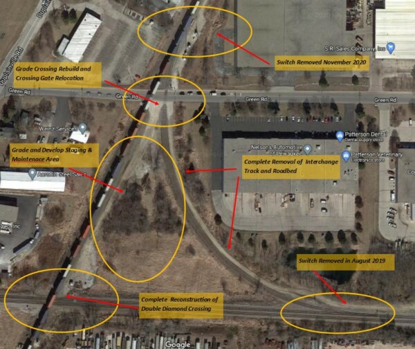 Reconstructing a railroad diamond crossing - Trains