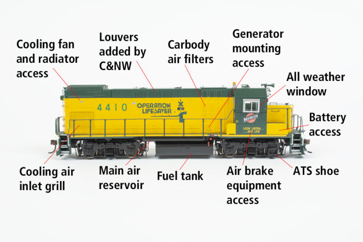Parts of an Electro-Motive Division GP15-1 diesel locomotive - Trains