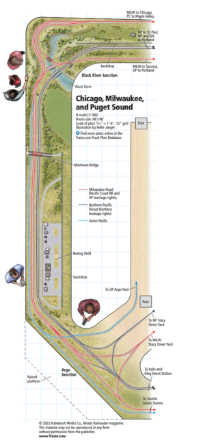 Kirk Reddie's N scale Chicago, Milwaukee & Puget Sound layout - Trains