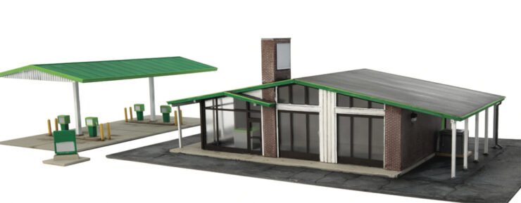 HO scale modernized gas station from Walthers - Trains
