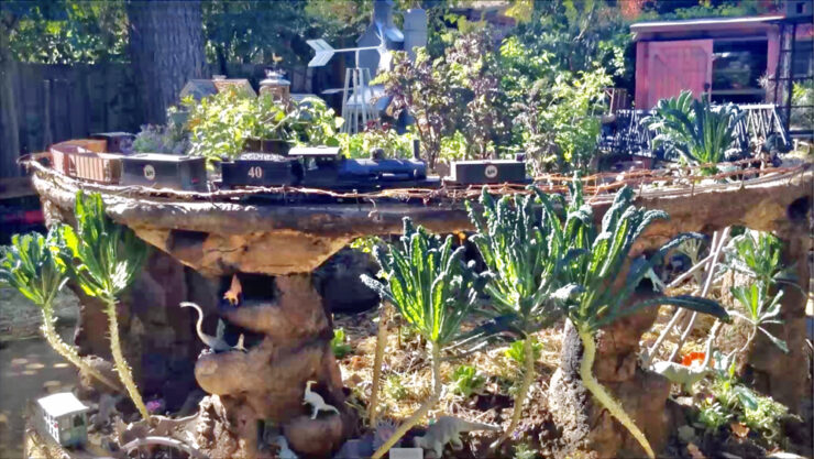 Handmade hardscape using hypertufa - Trains