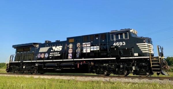 Norfolk Southern rail labor locomotive makes debut at town hall - Trains