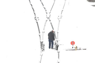 A railroad study in snow - Trains