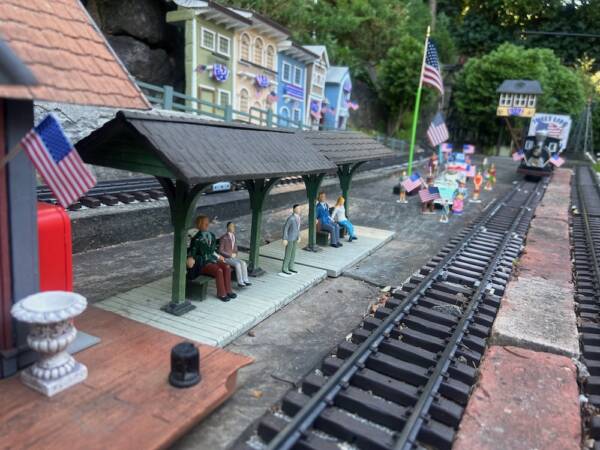 Patriotic parade on Main Street - Trains