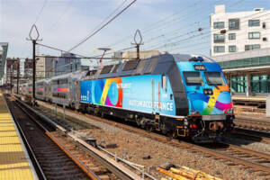 Specially wrapped locomotive part of NJ Transit observance of Autism ...