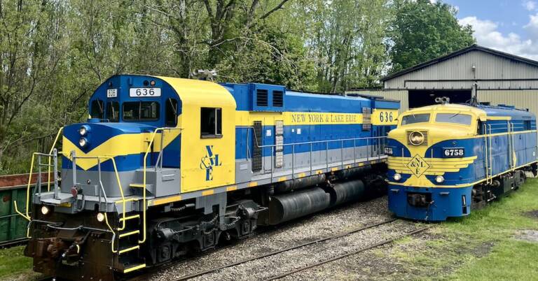 News photo: Recently acquired M636 diesel debuts in New York & Lake Erie colors - Trains